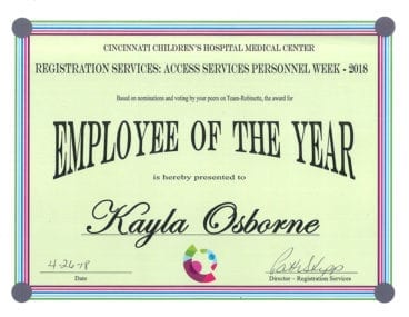 Employee of the Year: Kayla Osborne! - Radiating Hope